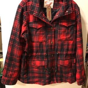 Levi's | Jackets & Coats | Mens Levis Red Plaid Jacket With Drawstring ...